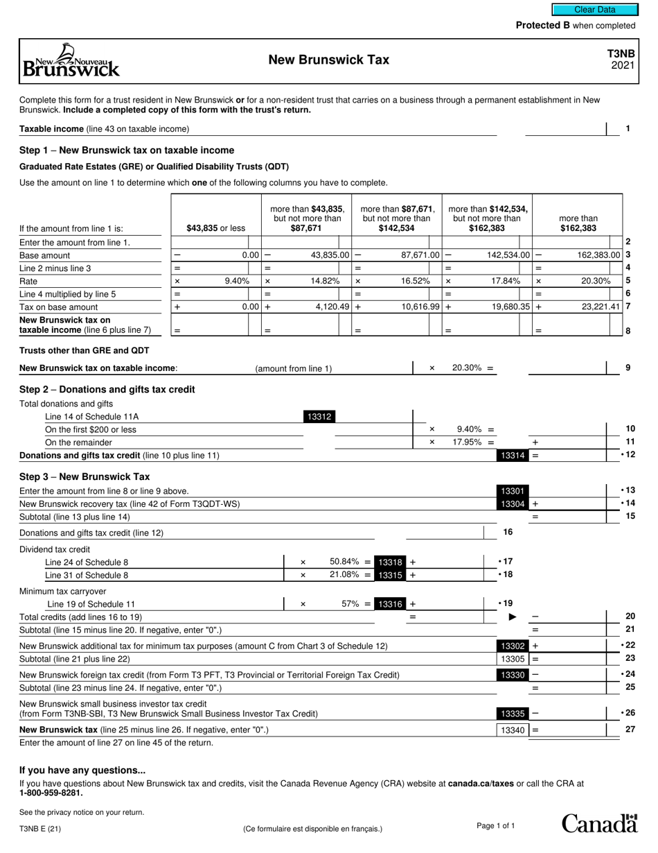 Form T3NB - Fill Out, Sign Online and Download Fillable PDF, Canada ...