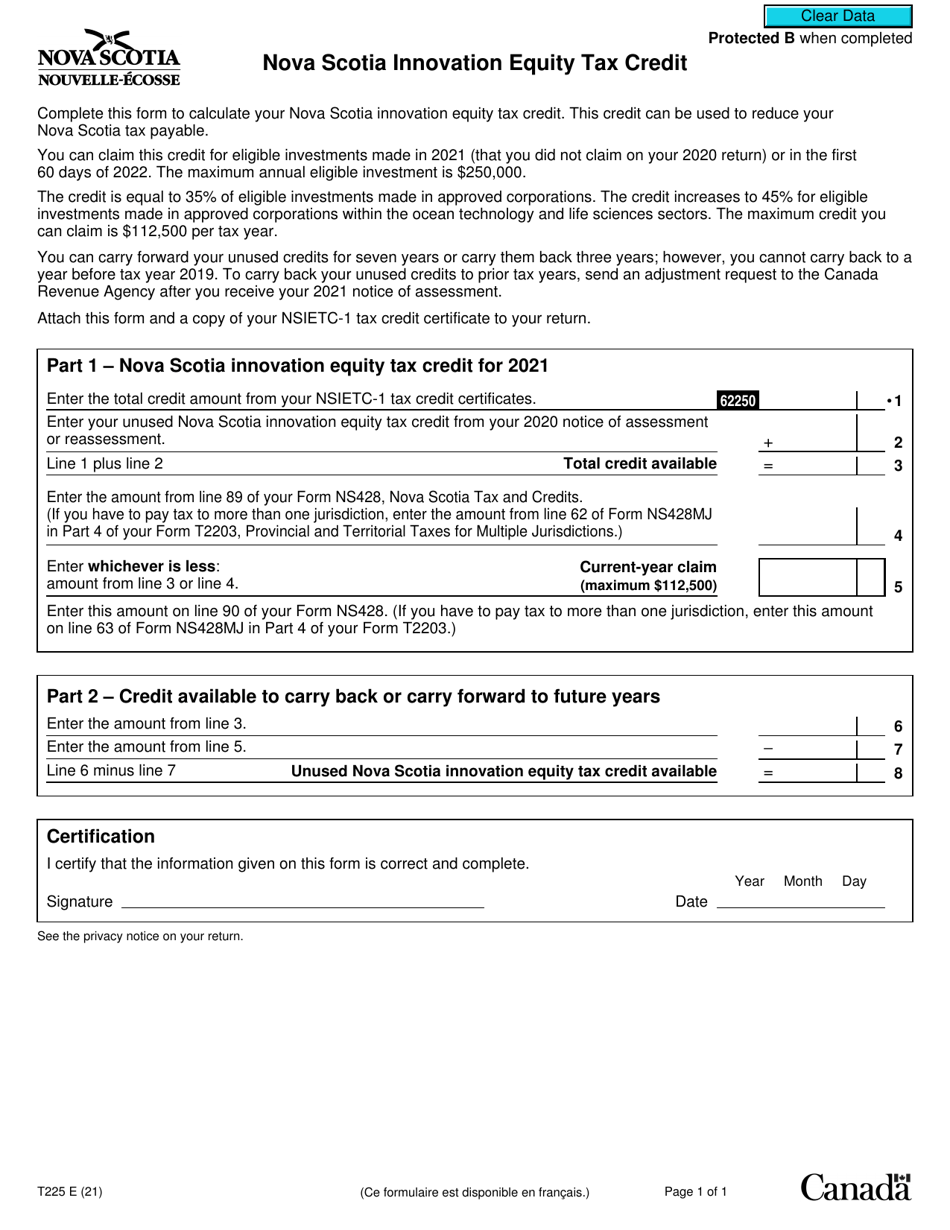 Form T225 - 2021 - Fill Out, Sign Online and Download Fillable PDF ...