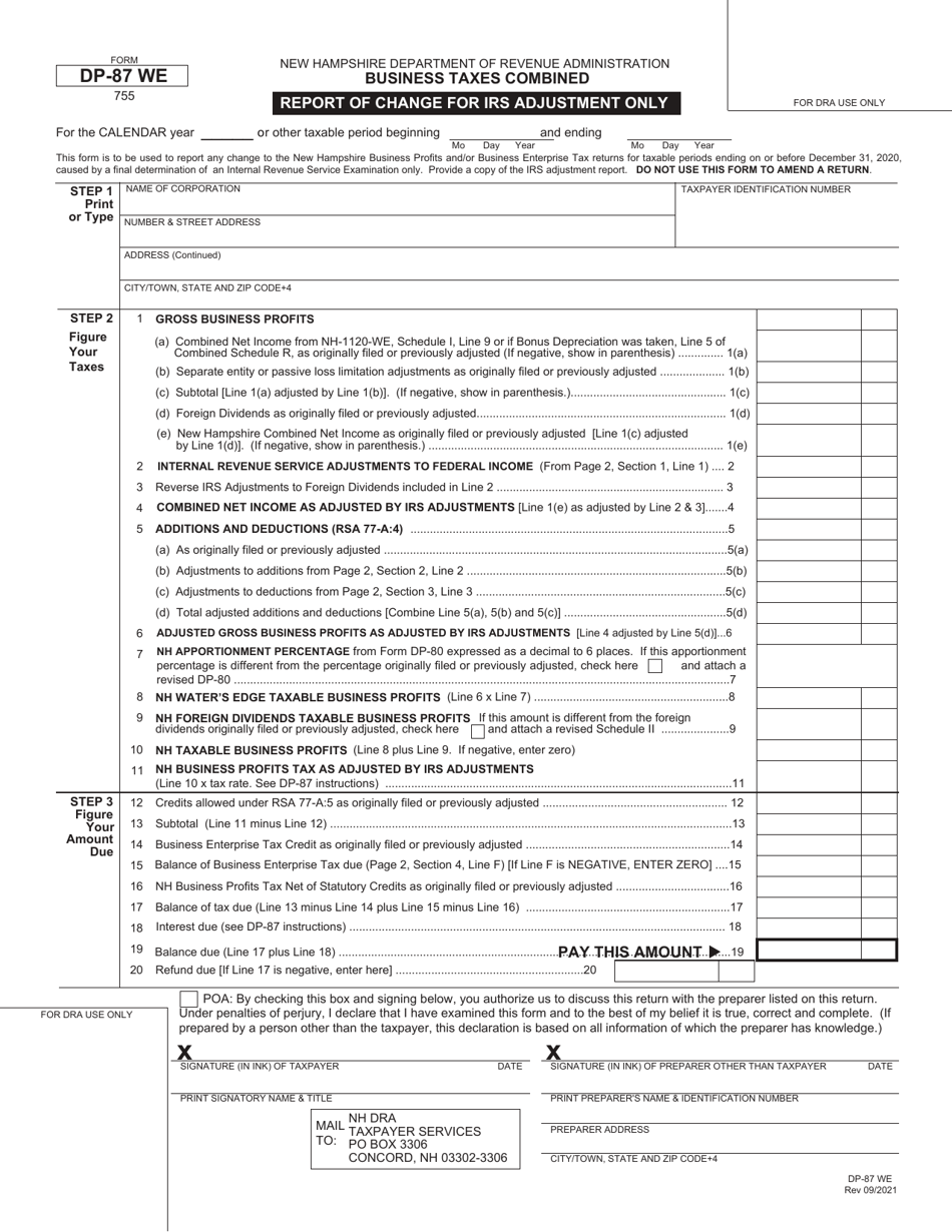 Form DP-87 WE Download Fillable PDF or Fill Online Business Taxes ...