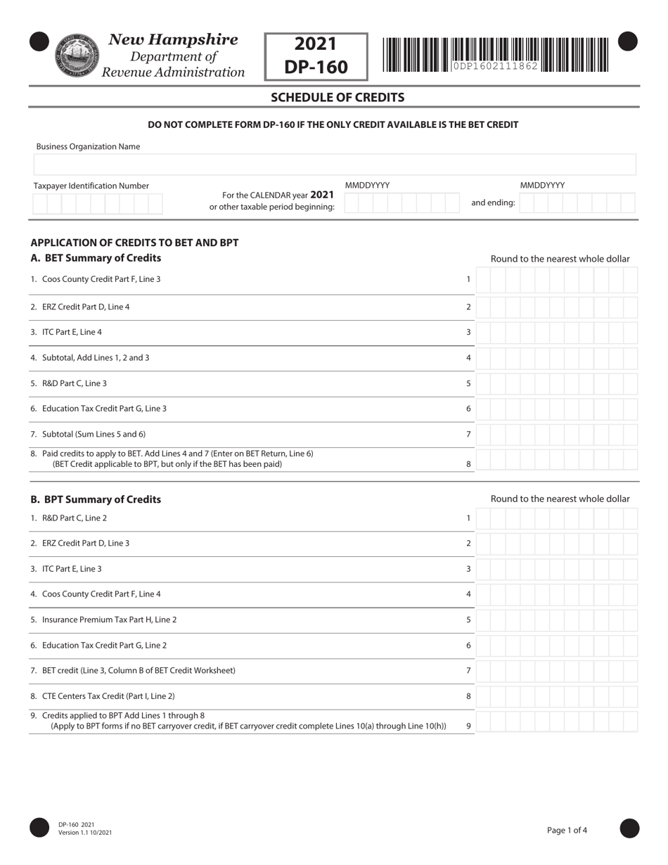 Form DP-160 - 2021 - Fill Out, Sign Online and Download Fillable PDF ...