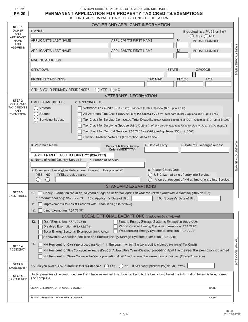 Form PA-29 Download Fillable PDF or Fill Online Permanent Application ...