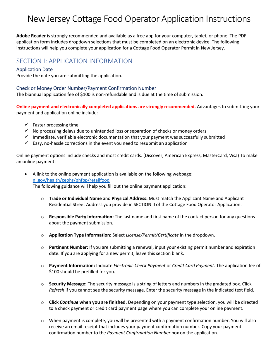 Download Instructions for Form CFO-1 Application for Cottage Food ...