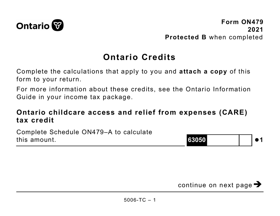 Form ON479 (5006-TC) - 2021 - Fill Out, Sign Online and Download ...