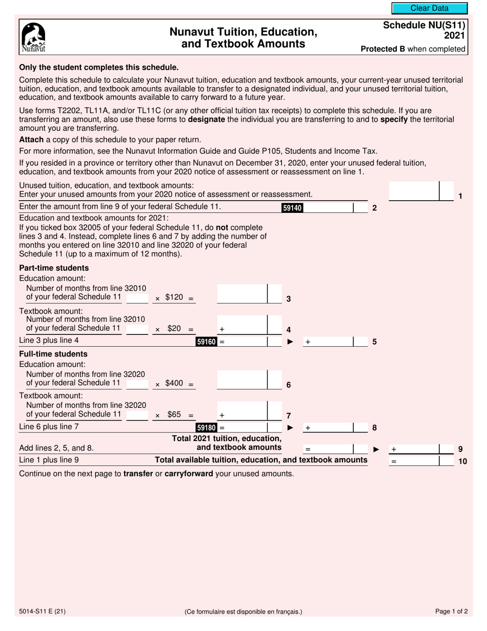 Form 5014-S11 Schedule NU(S11) - 2021 - Fill Out, Sign Online and ...