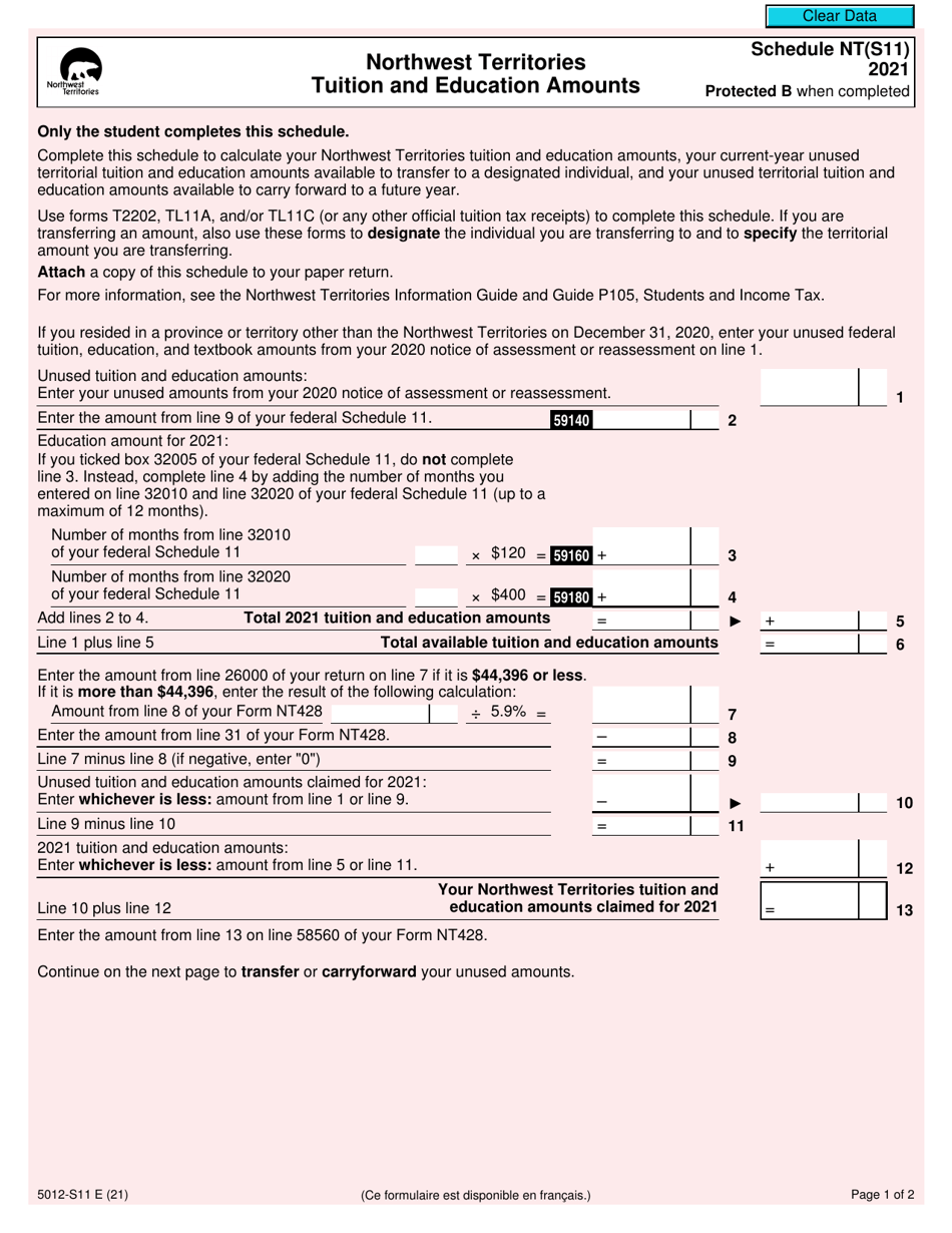 Form 5012-S11 Schedule NT(S11) - 2021 - Fill Out, Sign Online and ...