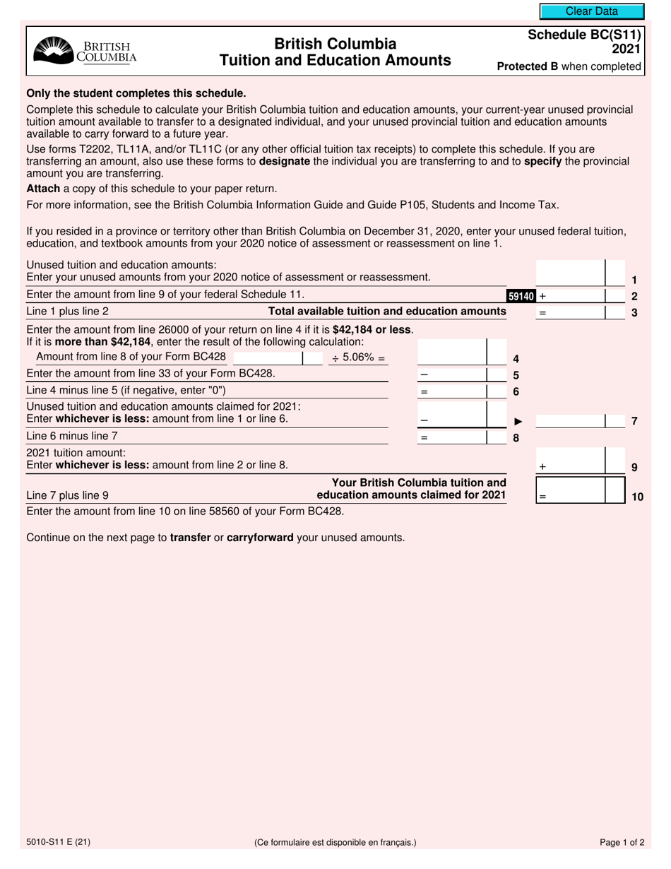 Form 5010-S11 Schedule BC(S11) - 2021 - Fill Out, Sign Online and ...