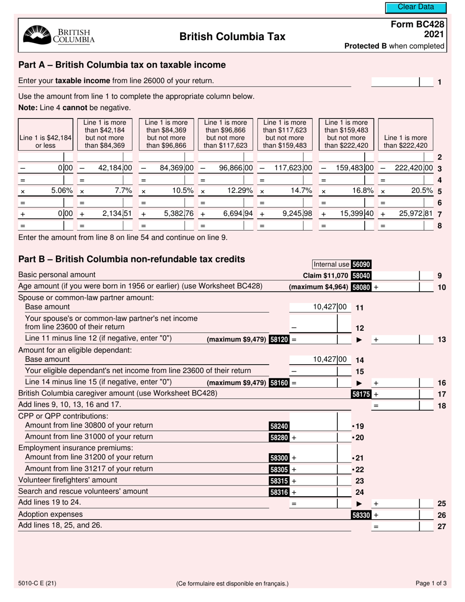 Form 5010-C (BC428) Download Fillable PDF or Fill Online British ...