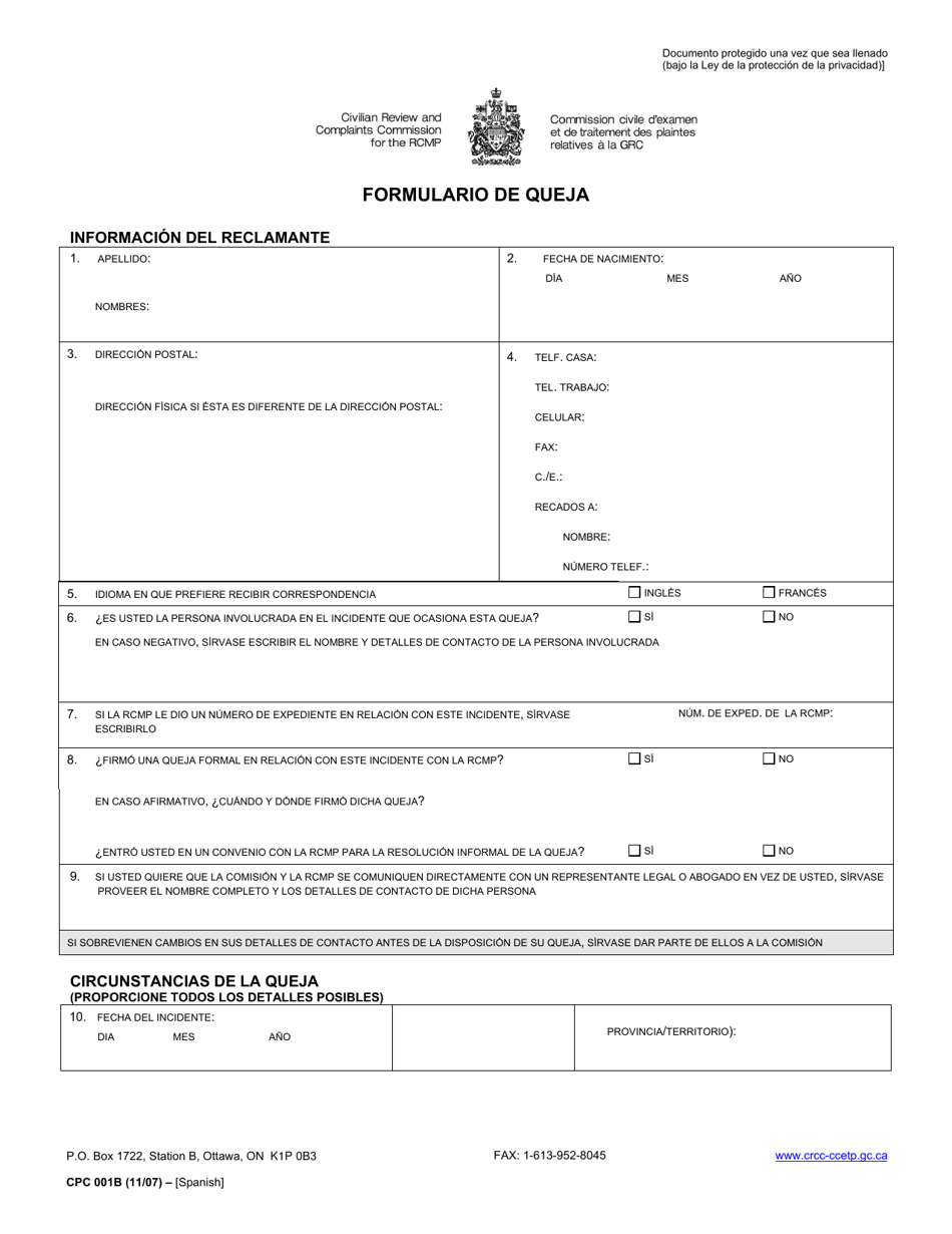 Formulario CPC001B - Fill Out, Sign Online and Download Printable PDF ...