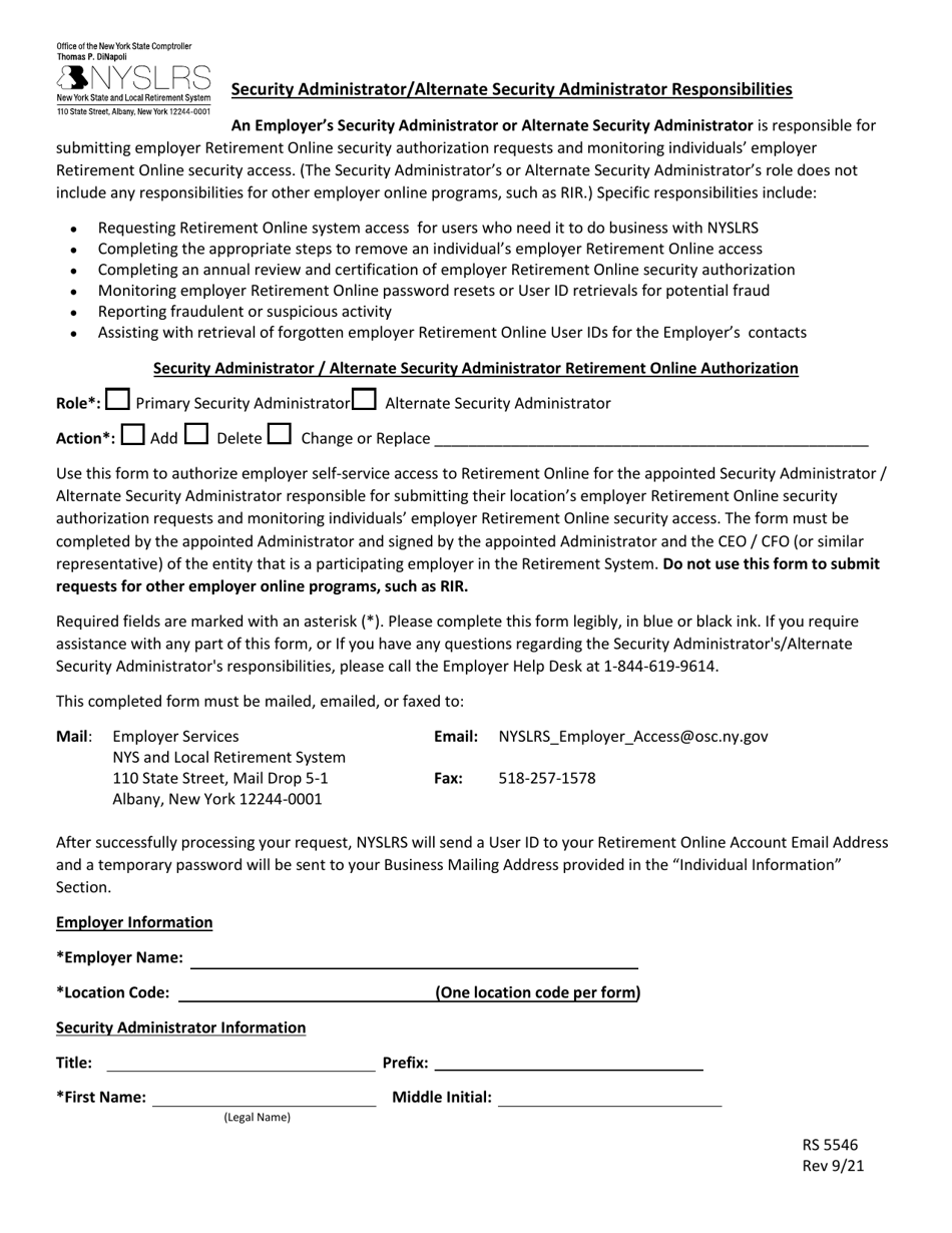 Form RS5546 - Fill Out, Sign Online and Download Printable PDF, New ...