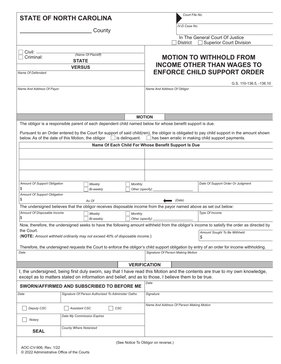 Form AOC-CV-906 - Fill Out, Sign Online and Download Fillable PDF ...