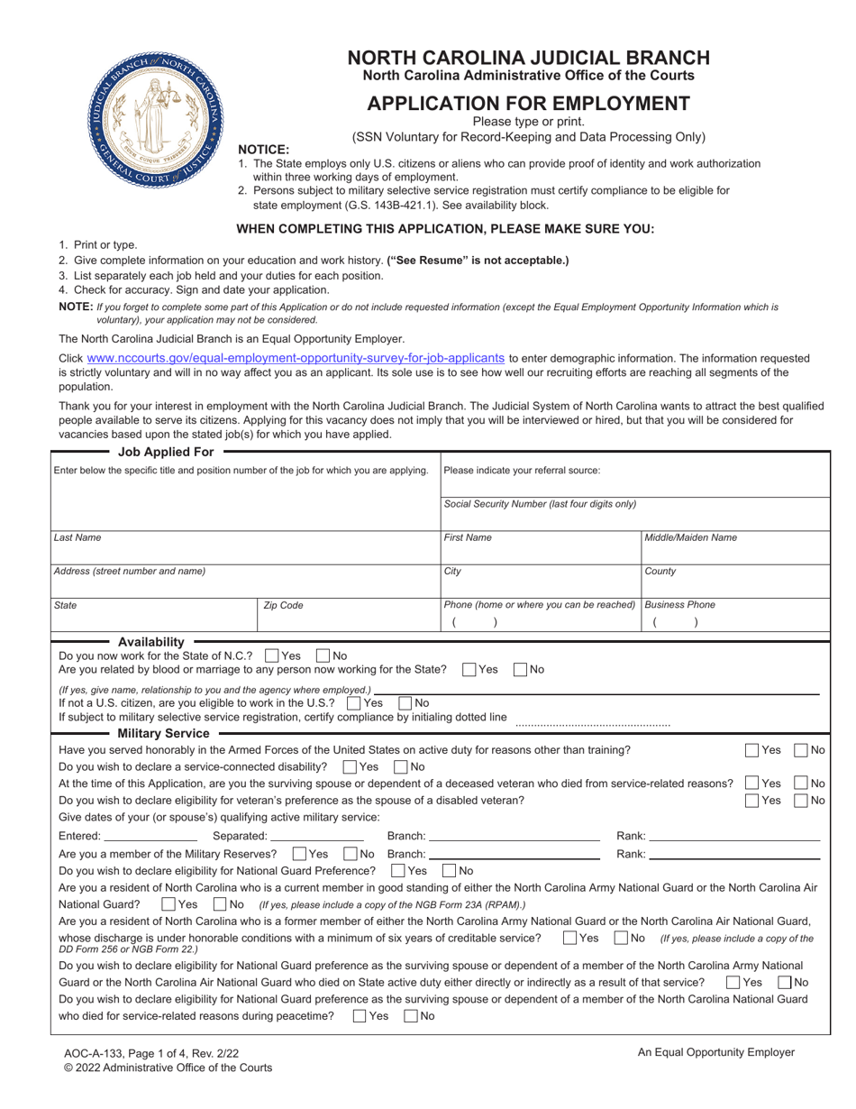 Form AOC-A-133 Download Fillable PDF or Fill Online Application for ...