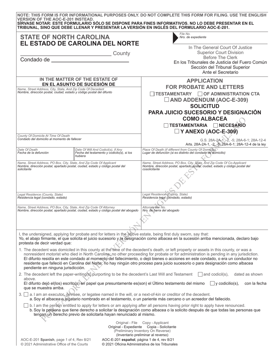 Form AOC-E-201 - Fill Out, Sign Online and Download Printable PDF ...