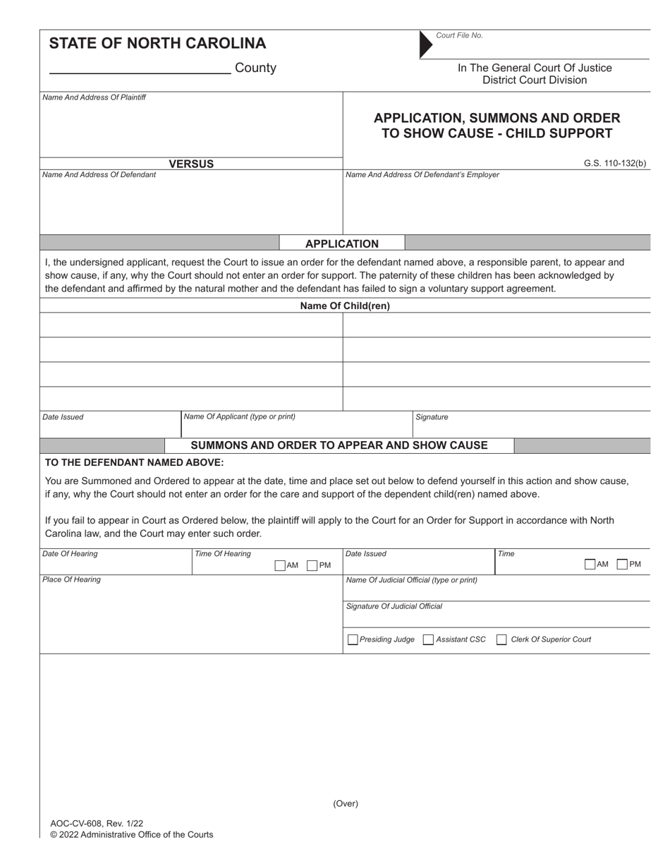 Form AOC-CV-608 Download Fillable PDF or Fill Online Application ...