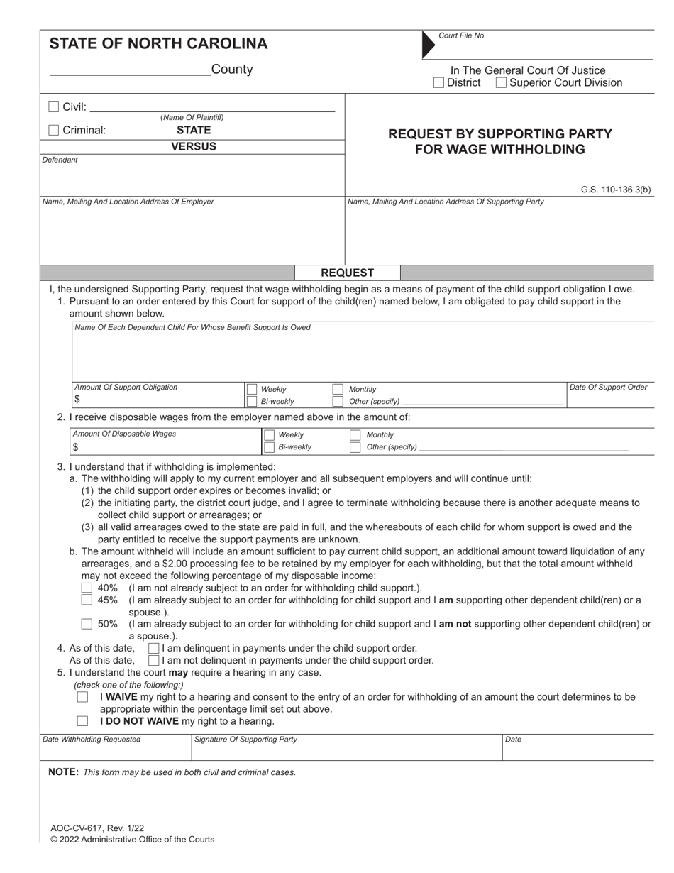 Form AOC-CV-617 - Fill Out, Sign Online and Download Fillable PDF ...