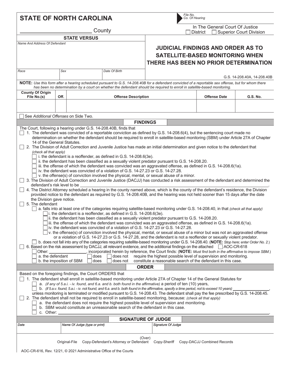 Form AOC-CR-616 Download Fillable PDF or Fill Online Judicial Findings ...