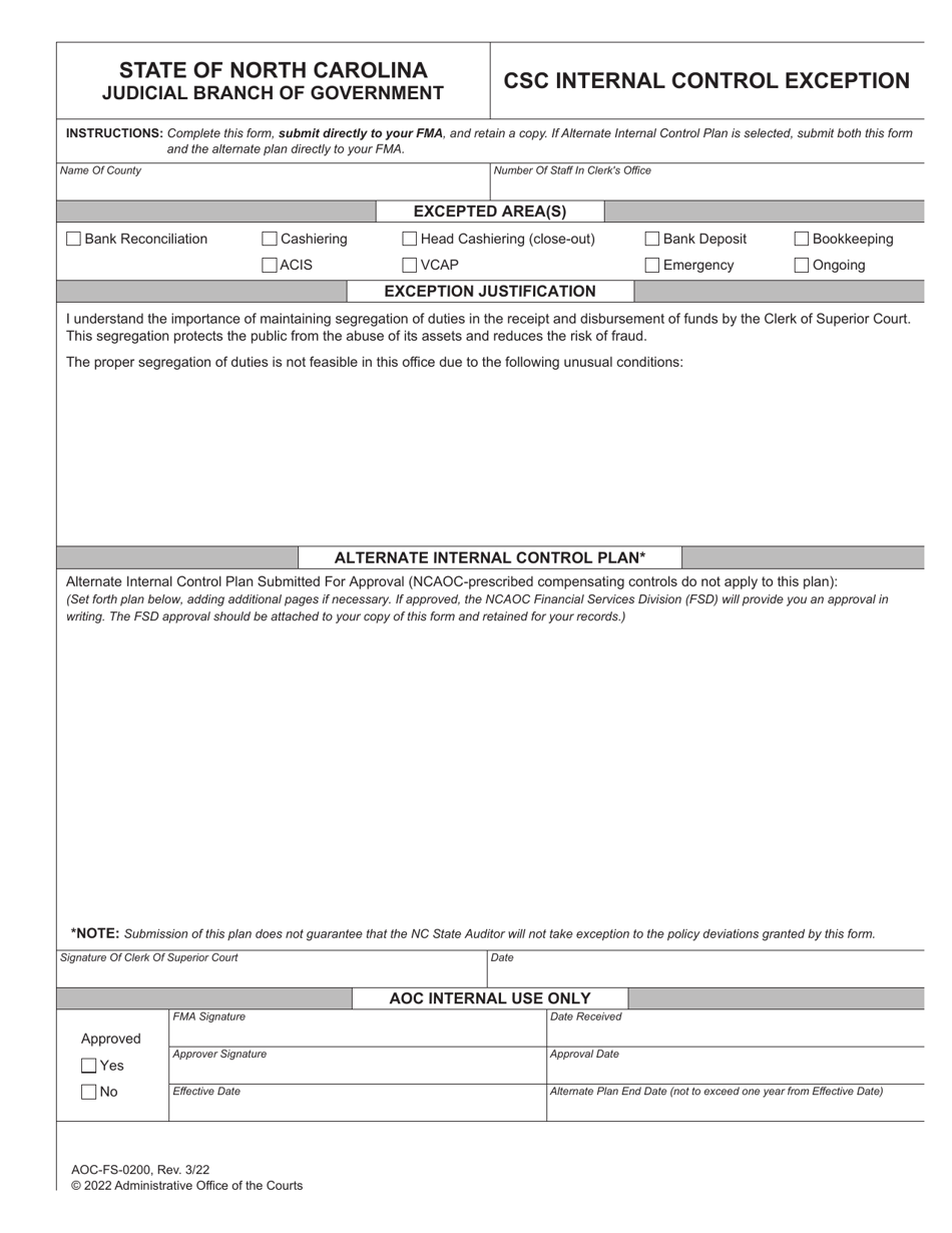 Form AOC-FS-0200 Download Fillable PDF or Fill Online Csc Internal ...