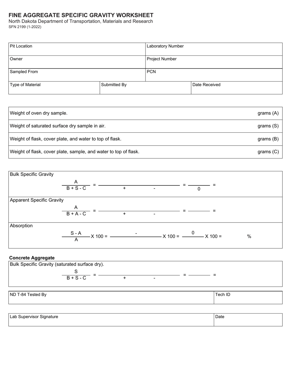 Form SFN2199 Download Fillable PDF or Fill Online Fine Aggregate ...