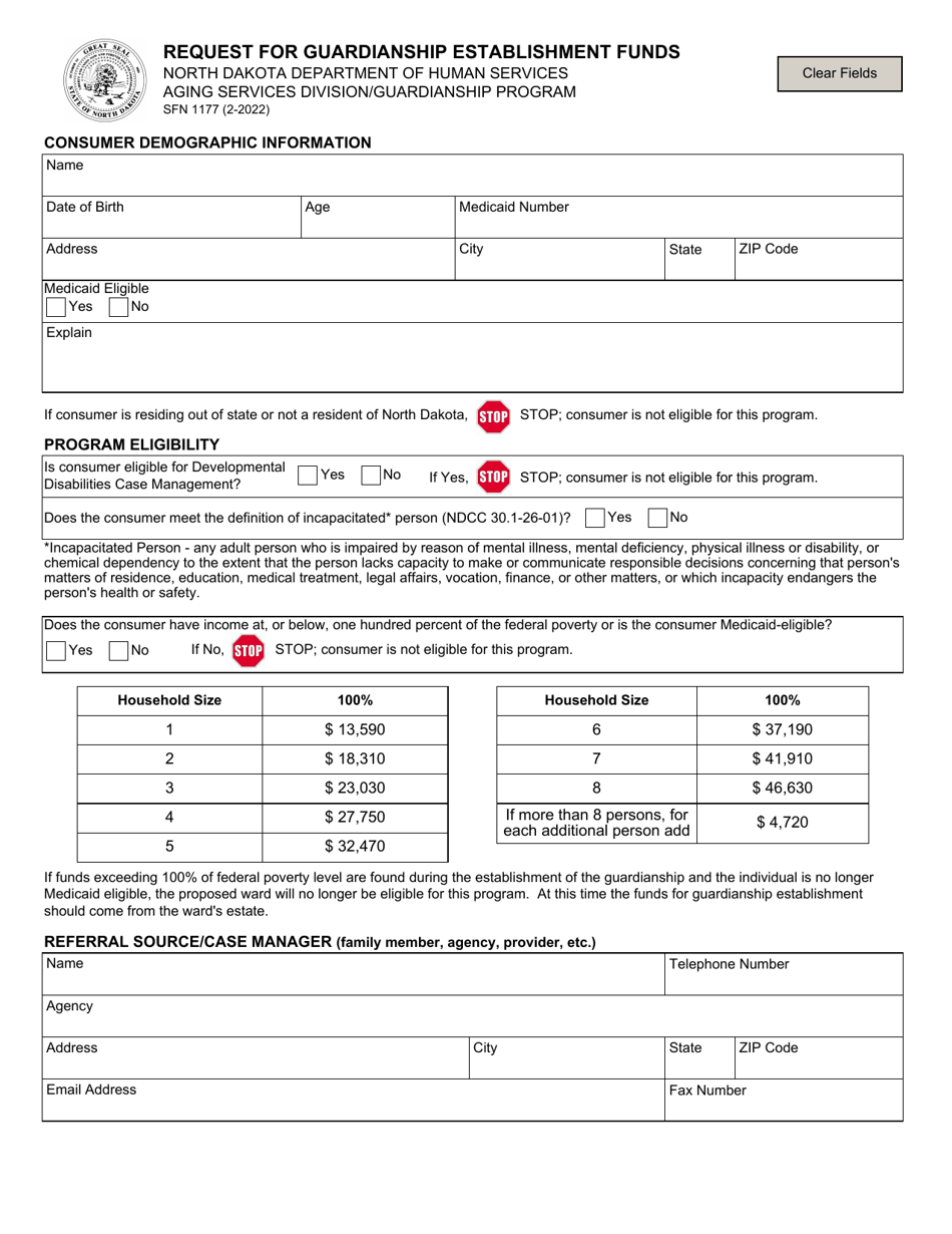 Form SFN1177 - Fill Out, Sign Online and Download Fillable PDF, North ...