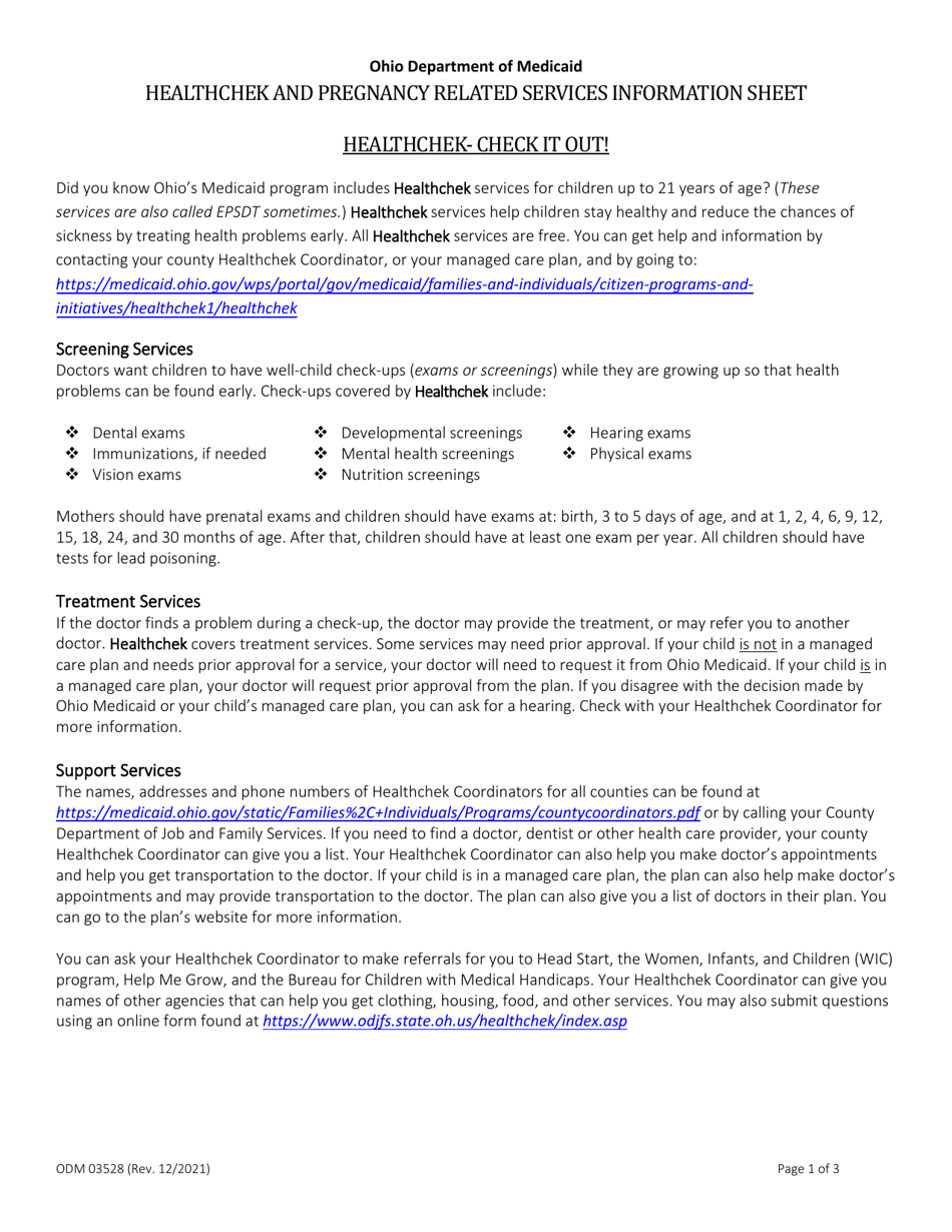 Form ODM03528 - Fill Out, Sign Online and Download Fillable PDF, Ohio ...
