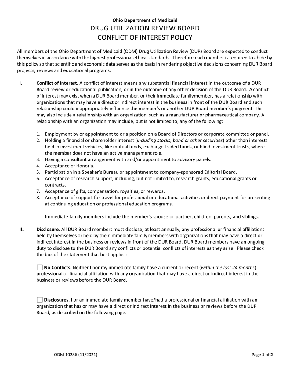 Form ODM10286 - Fill Out, Sign Online and Download Fillable PDF, Ohio ...