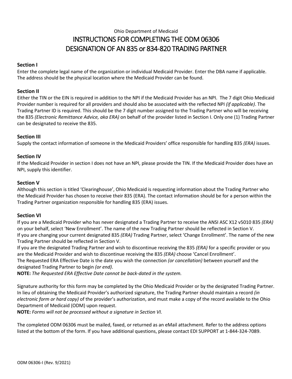 Download Instructions for Form ODM06306 Designation of an 835 or 834 ...