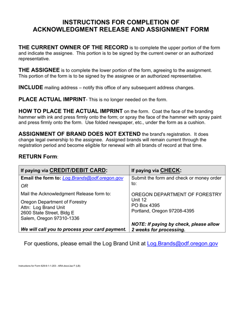 Form 629-9-1-1-203 Download Fillable PDF or Fill Online Acknowledgement ...