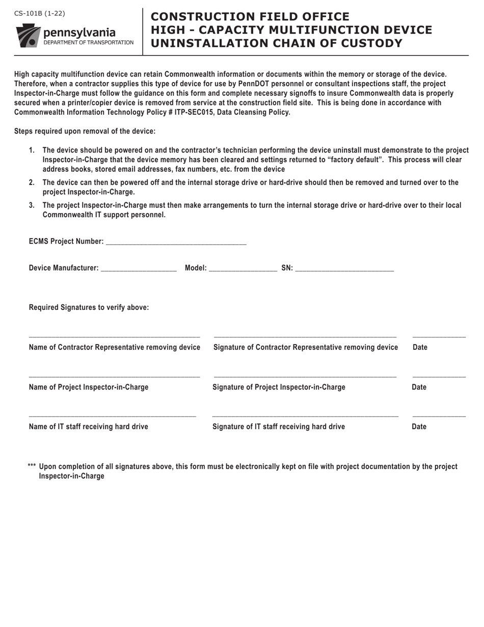 Form CS-101B - Fill Out, Sign Online and Download Fillable PDF ...