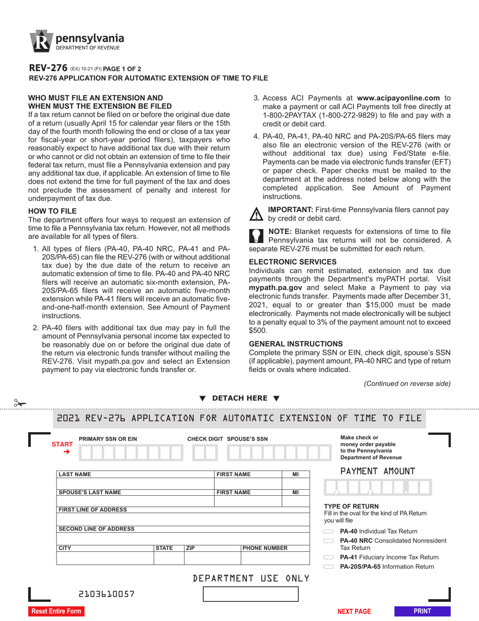 Form REV-276 - 2021 - Fill Out, Sign Online and Download Fillable PDF ...