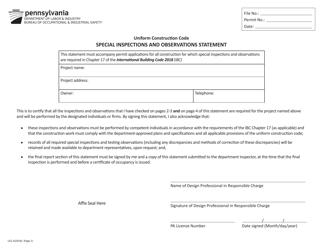 Form UCC-6 Download Fillable PDF or Fill Online Special Inspections and ...