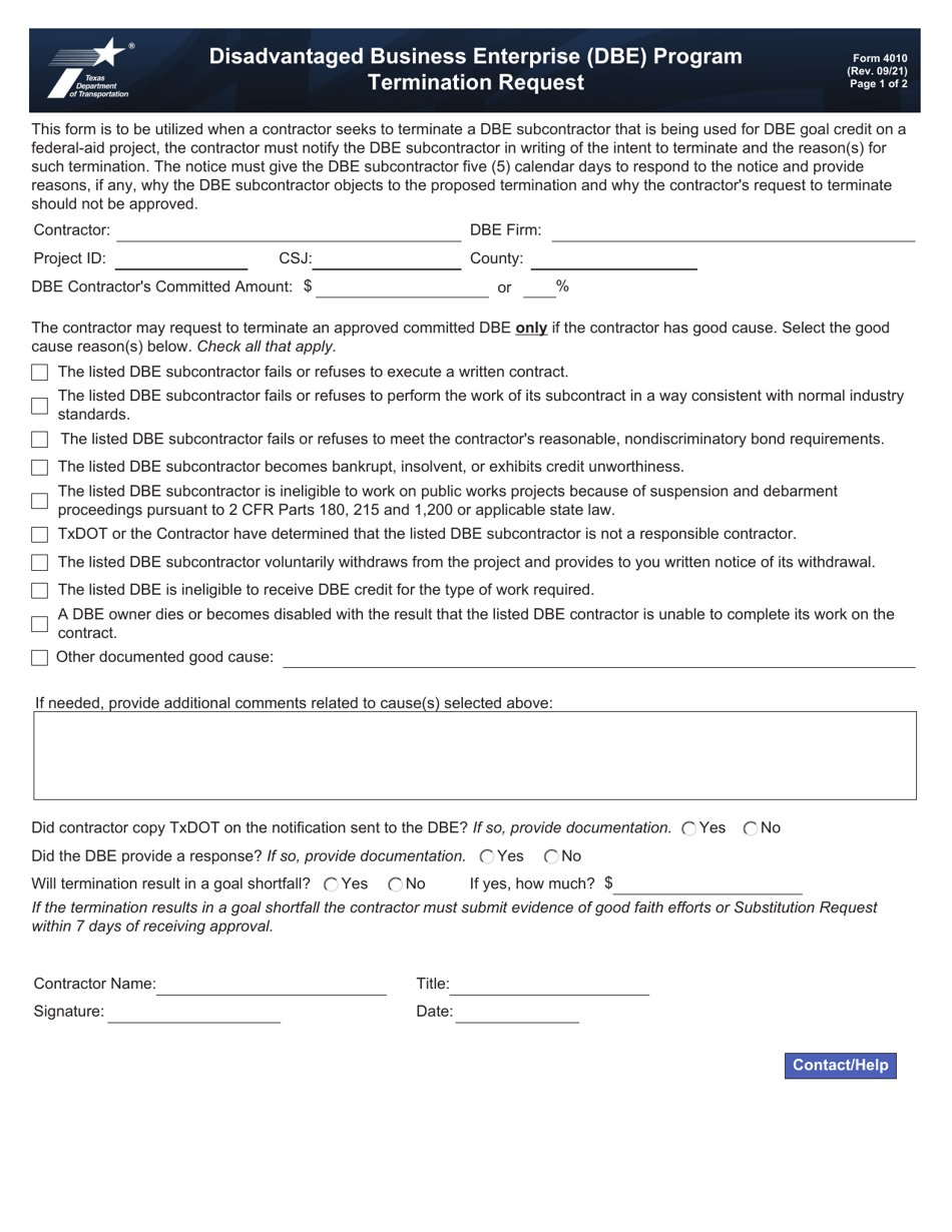 Form 4010 - Fill Out, Sign Online and Download Fillable PDF, Texas ...