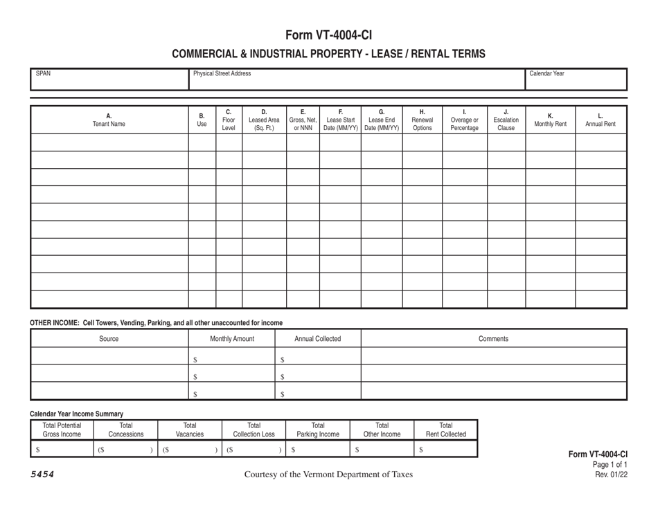 Form VT-4004-CI - Fill Out, Sign Online and Download Printable PDF ...