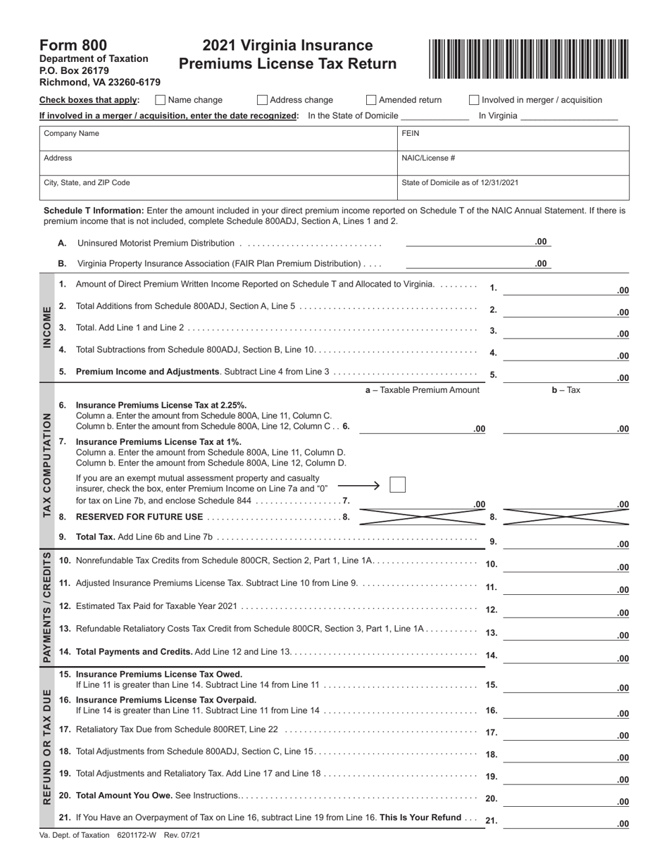 Form 800 - 2021 - Fill Out, Sign Online and Download Fillable PDF ...