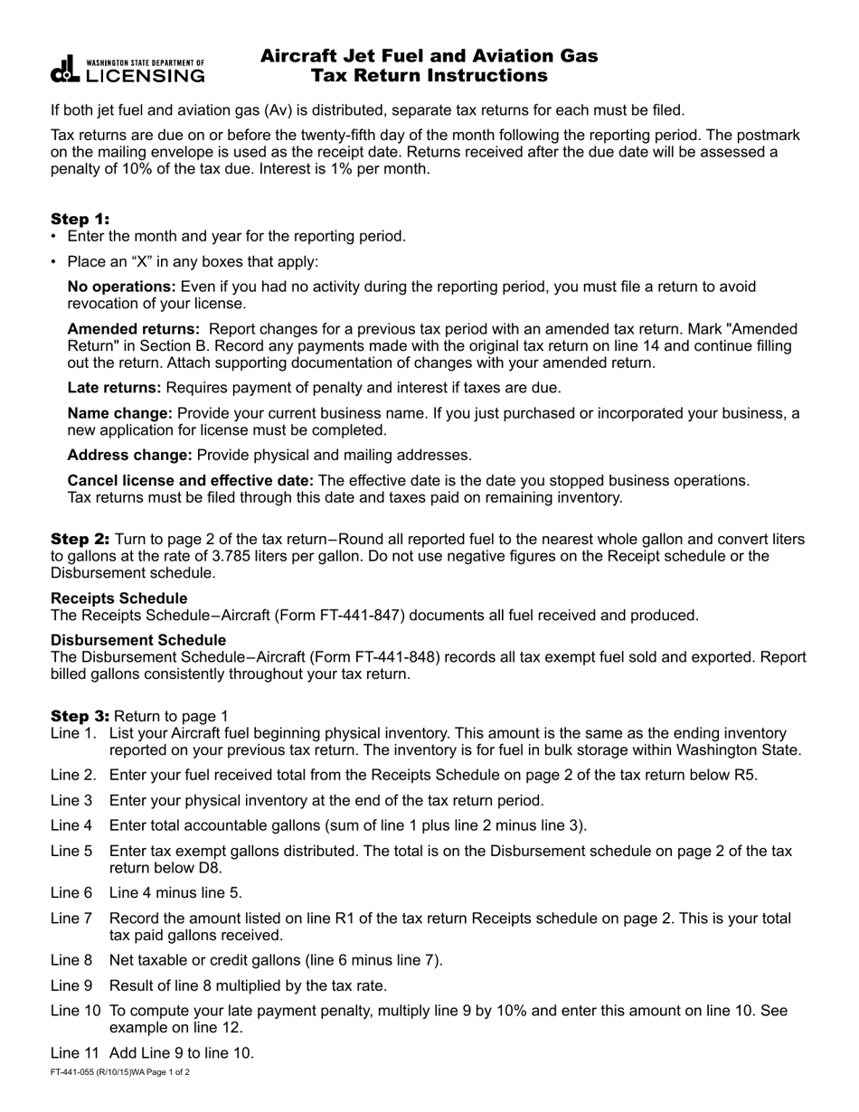 Download Instructions for Form FT-441-005 Aviation Gasoline Tax Return ...