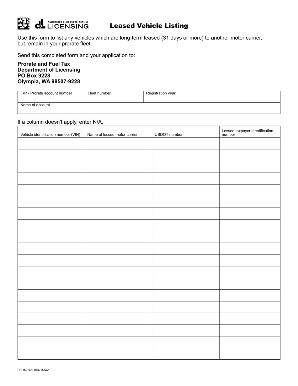 Form PR-450-002 - Fill Out, Sign Online and Download Fillable PDF ...