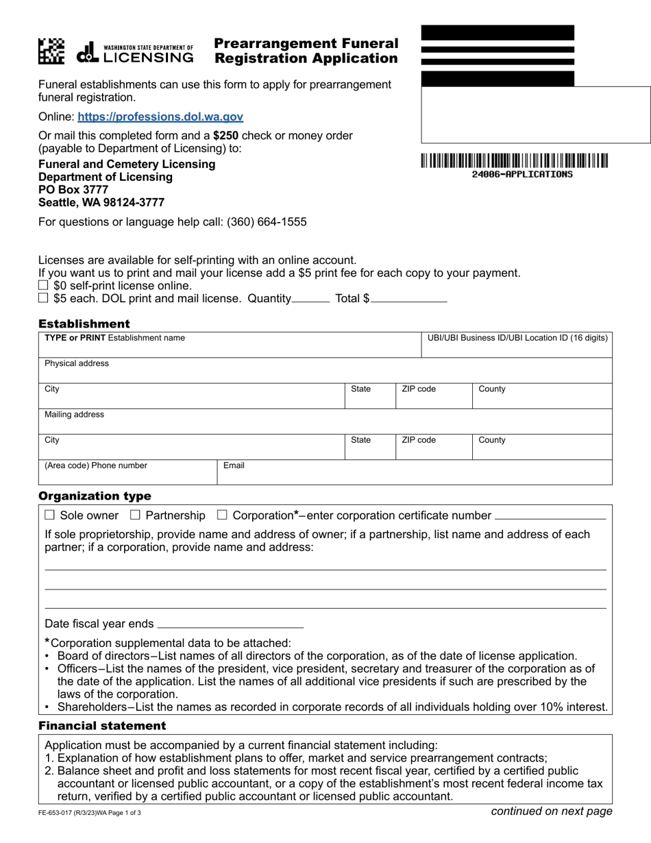 Form FE-653-017 - Fill Out, Sign Online and Download Fillable PDF ...