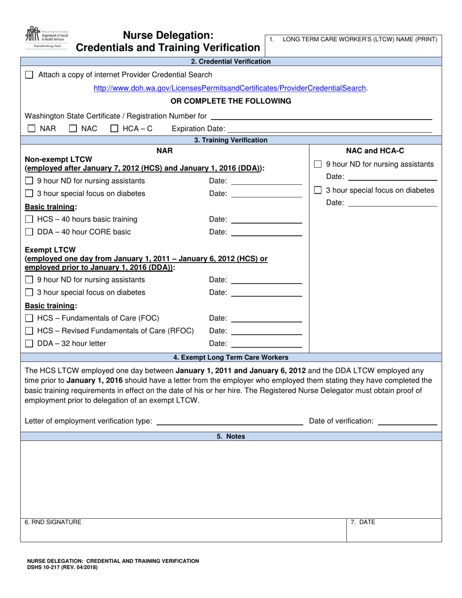 DSHS Form 10-217 - Fill Out, Sign Online and Download Fillable PDF ...