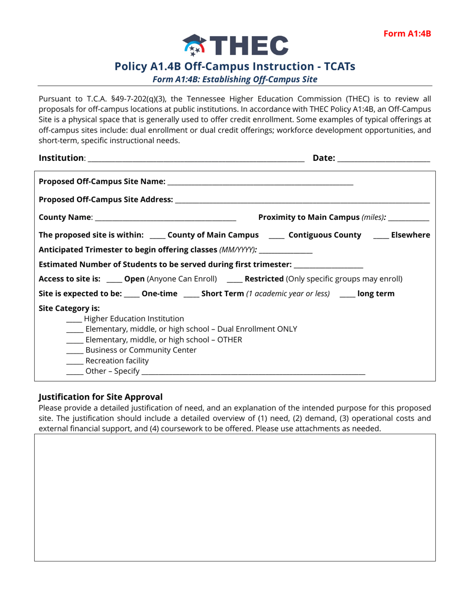 Form A1:4B - Fill Out, Sign Online and Download Fillable PDF, Tennessee ...