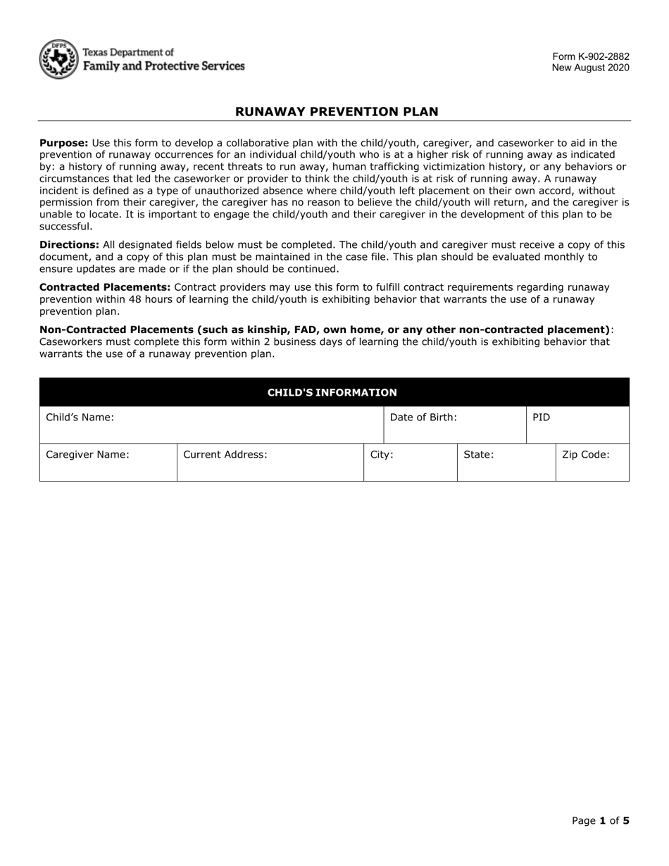 Form K-902-2882 - Fill Out, Sign Online and Download Fillable PDF ...