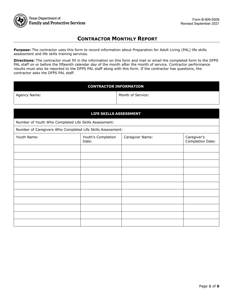 Form B-909-5509 - Fill Out, Sign Online and Download Fillable PDF ...