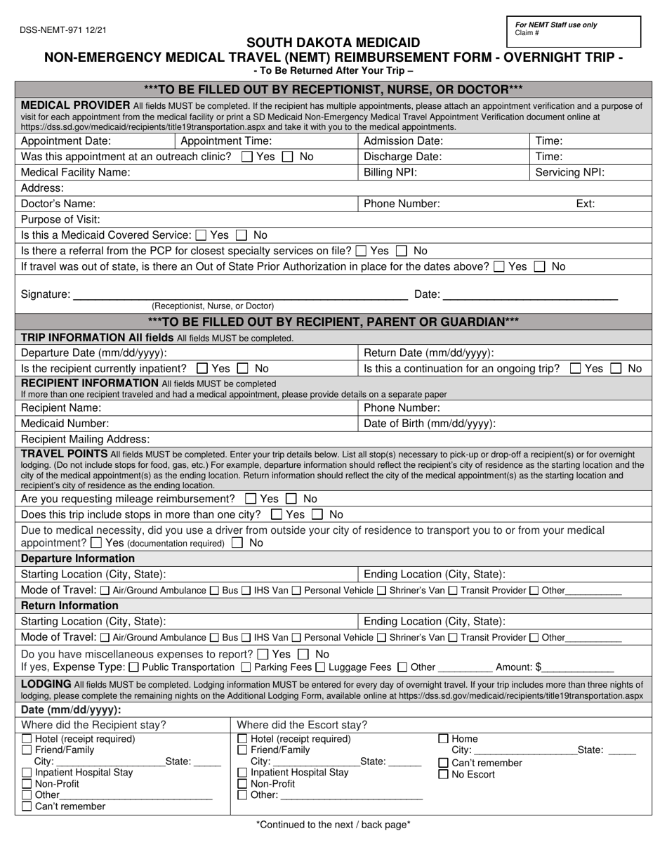 Form DSS-NEMT-971 - Fill Out, Sign Online and Download Printable PDF ...