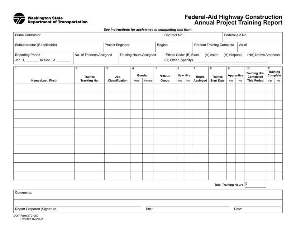 DOT Form 272-060 - Fill Out, Sign Online and Download Fillable PDF ...