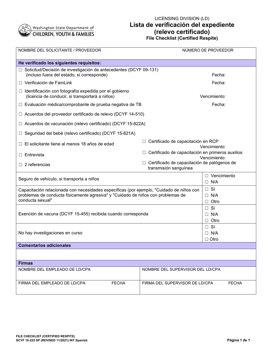 DCYF Formulario 16-225 - Fill Out, Sign Online and Download Fillable ...
