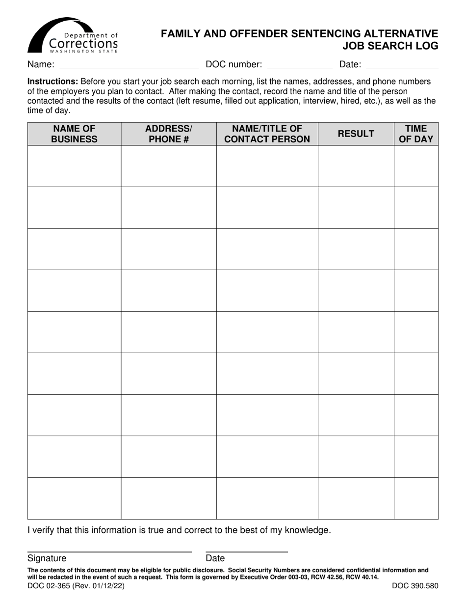 Form DOC02-365 - Fill Out, Sign Online and Download Printable PDF ...