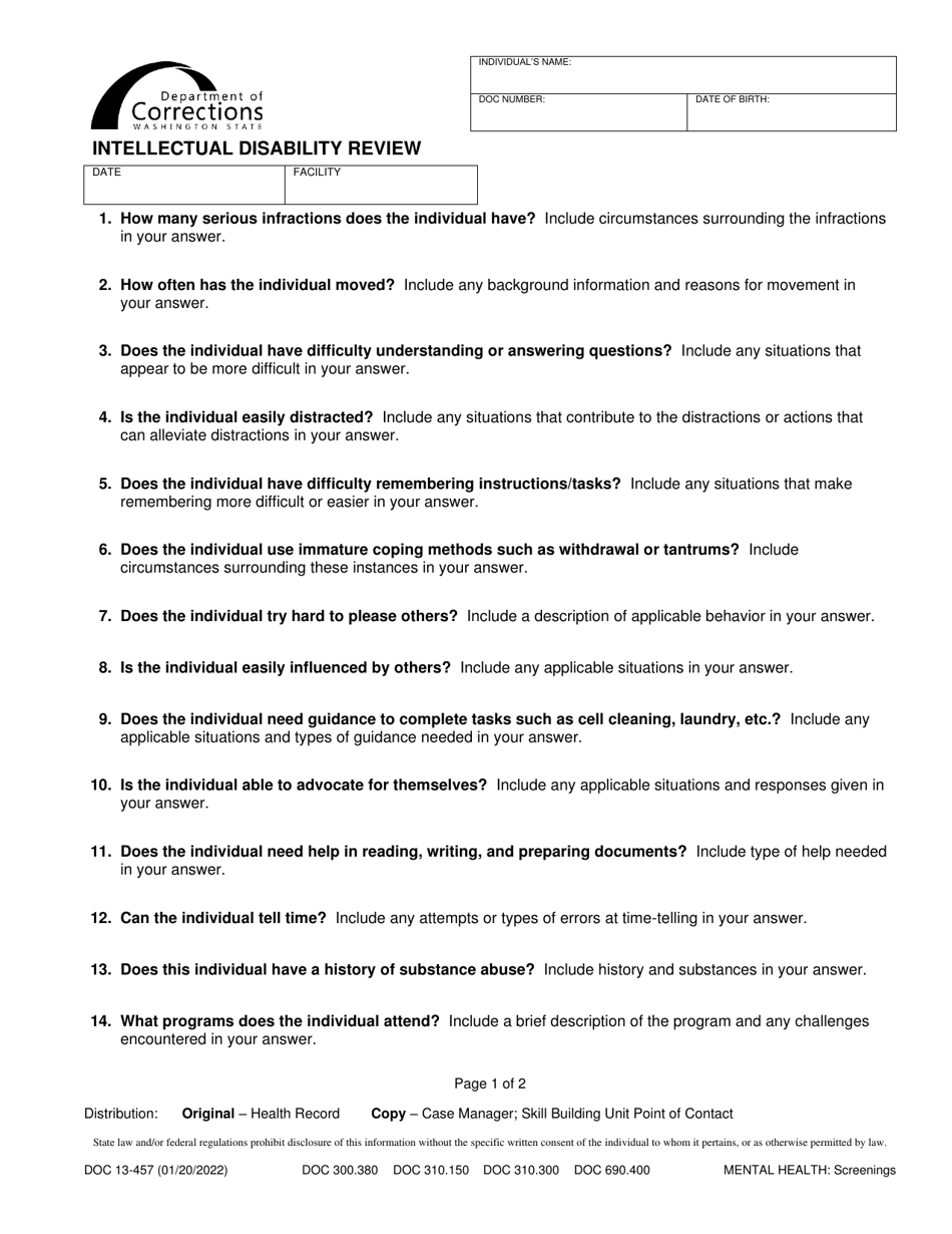 Form DOC13-457 Download Printable PDF or Fill Online Intellectual ...