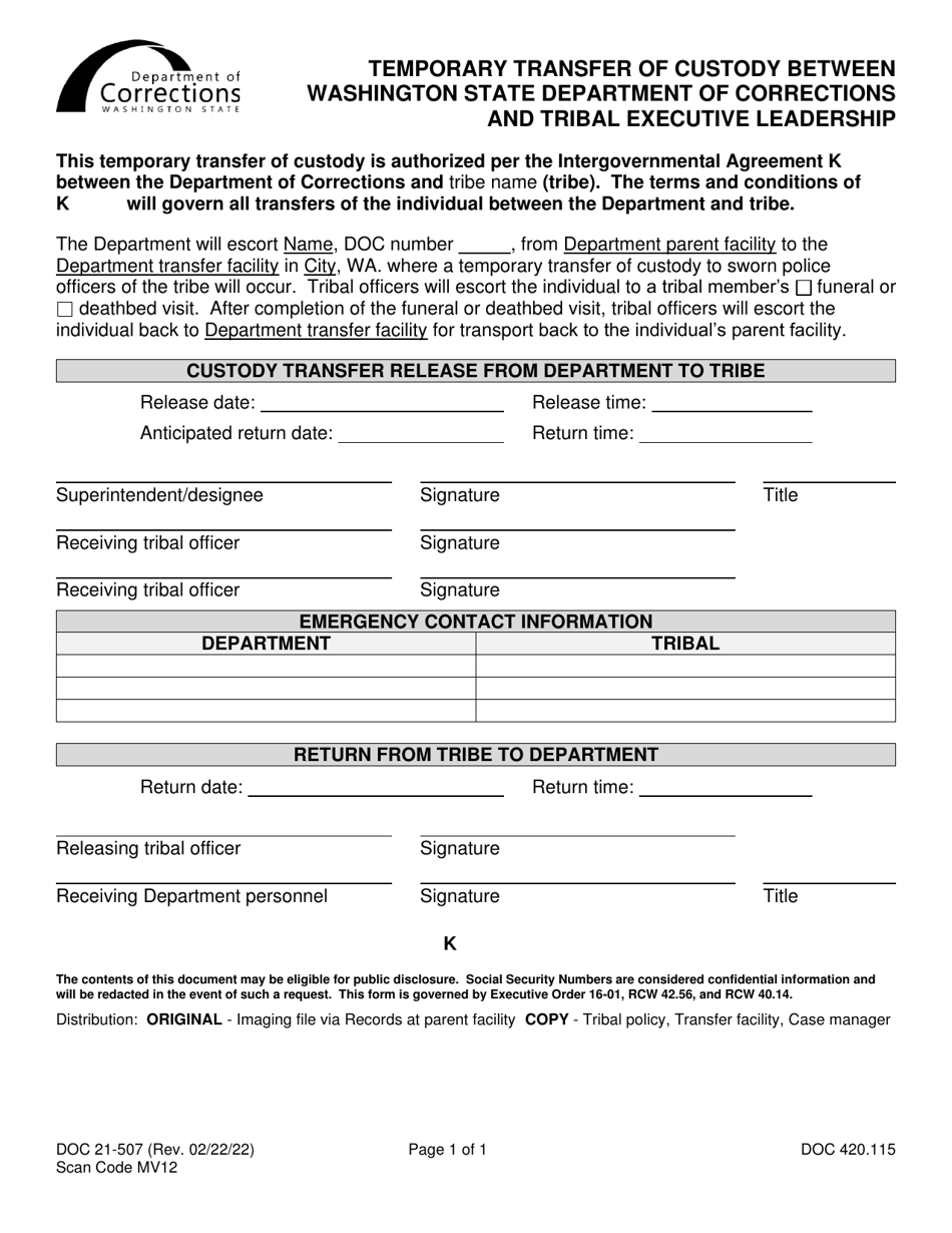 Form DOC21-507 - Fill Out, Sign Online and Download Printable PDF ...