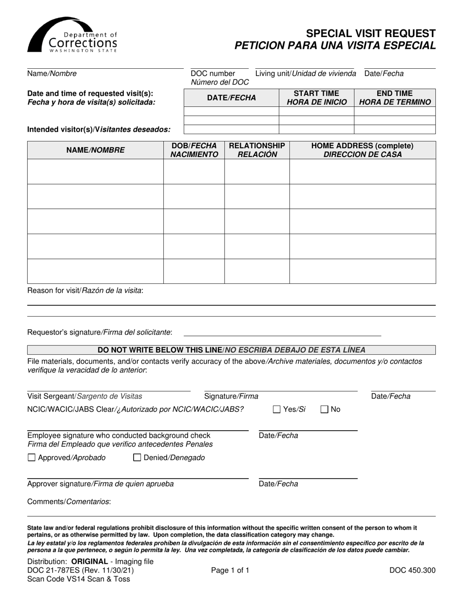 Form DOC21-787ES - Fill Out, Sign Online and Download Printable PDF ...