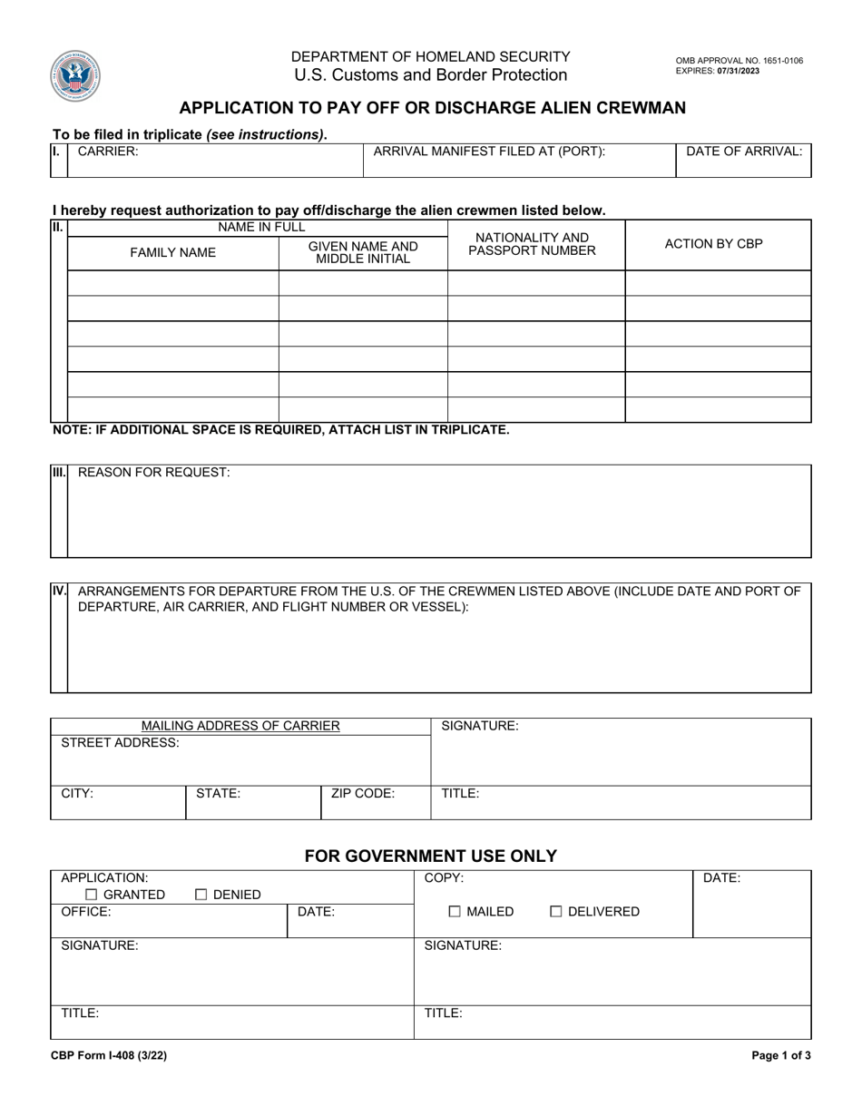 CBP Form I-408 Download Fillable PDF or Fill Online Application to Pay ...