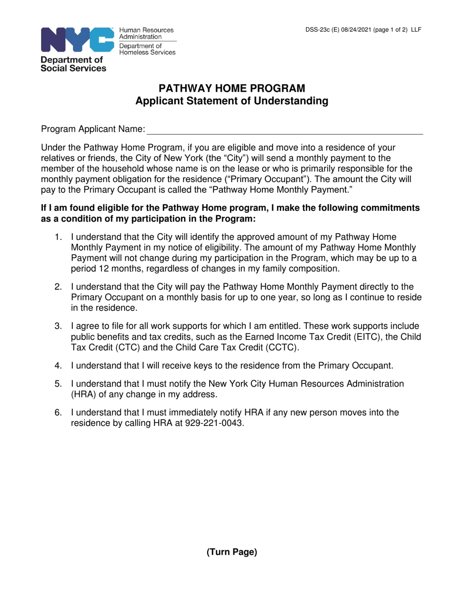 Form DSS-23C - Fill Out, Sign Online and Download Printable PDF, New ...