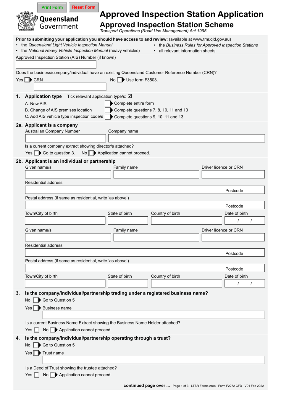 Form F2272 Download Fillable PDF or Fill Online Approved Inspection ...