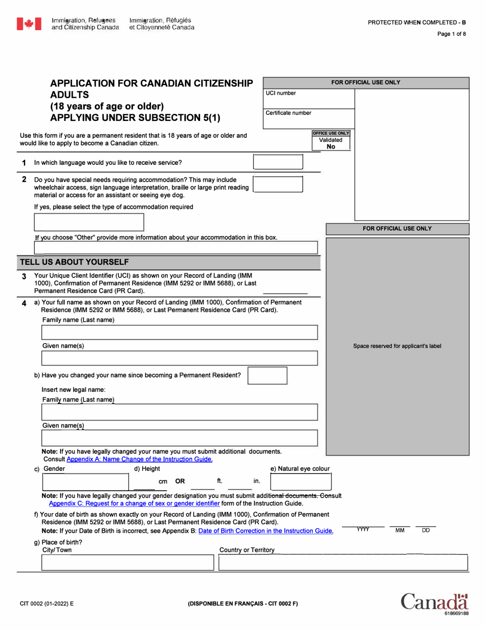 Form CIT0002 Download Fillable PDF or Fill Online Application for ...